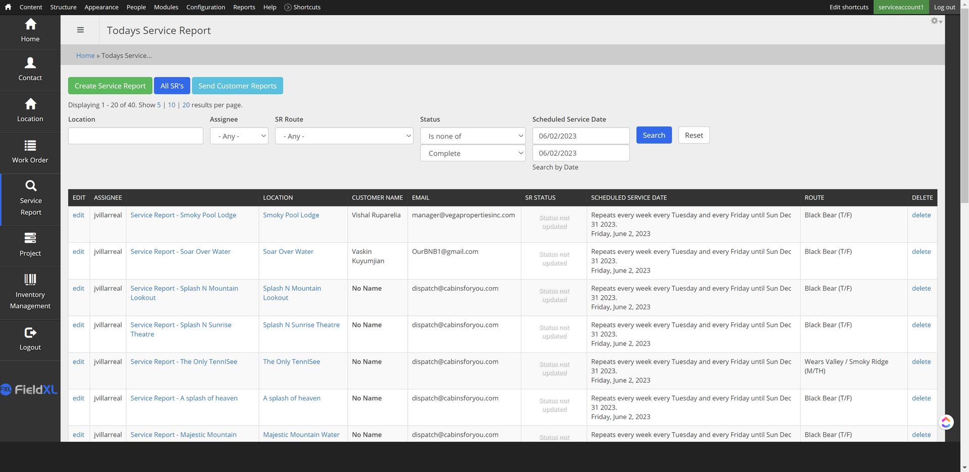 Edit Existing Service Report | Arcade