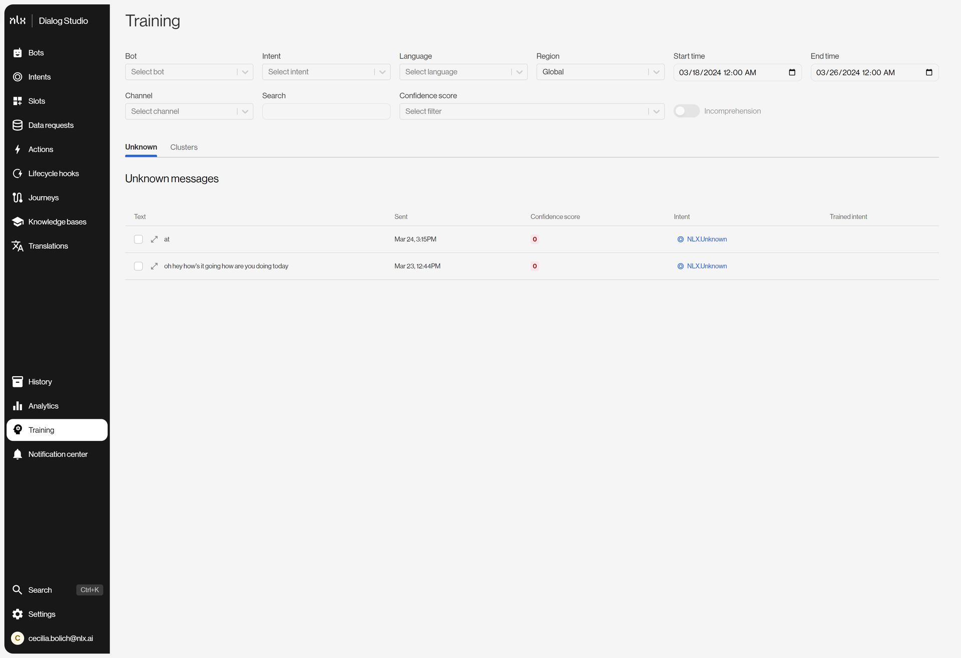 Training: Train an intent | Arcade