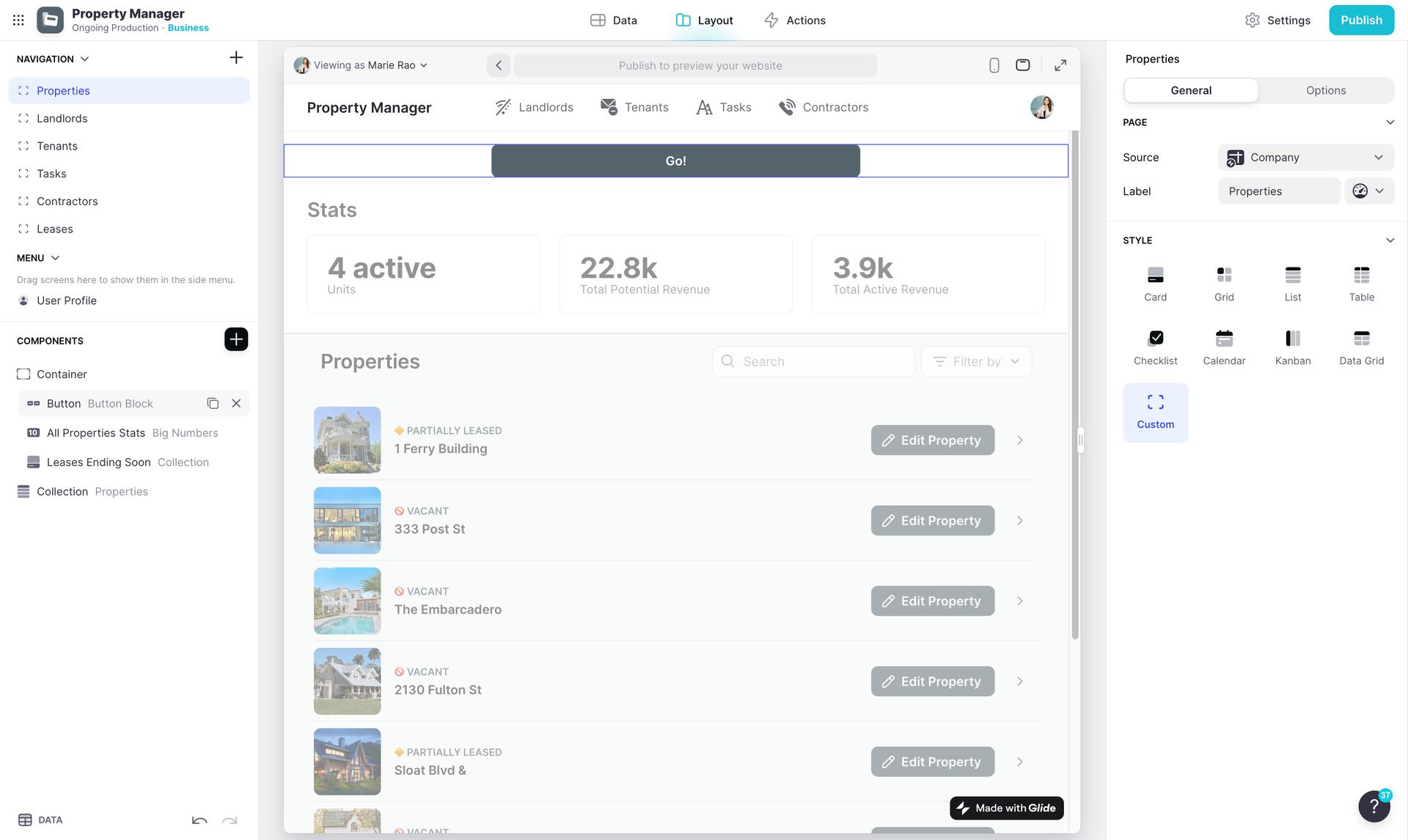 Show Form Screen - Glide | Arcade