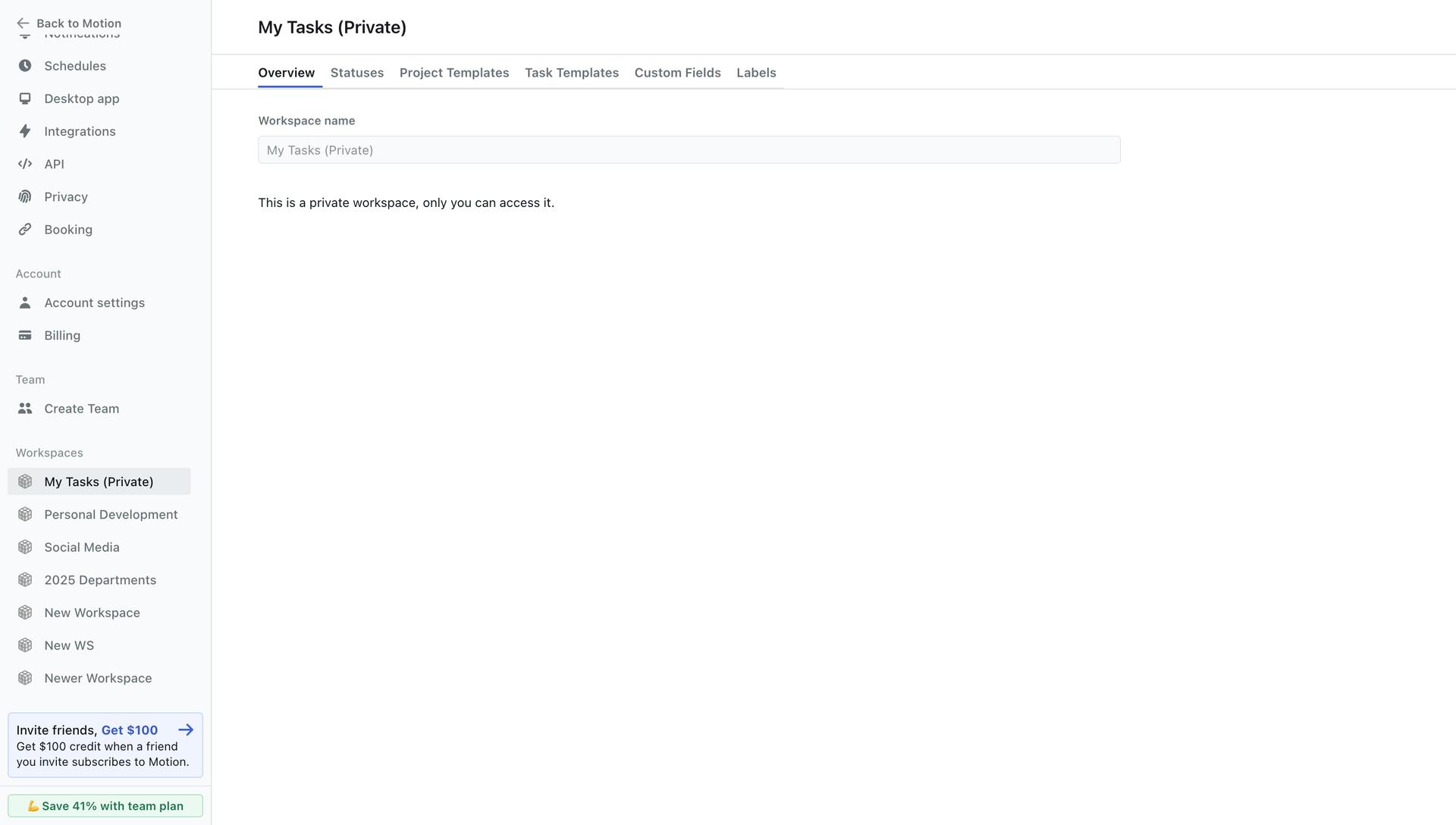 Viewing Workspaces in settings | Arcade